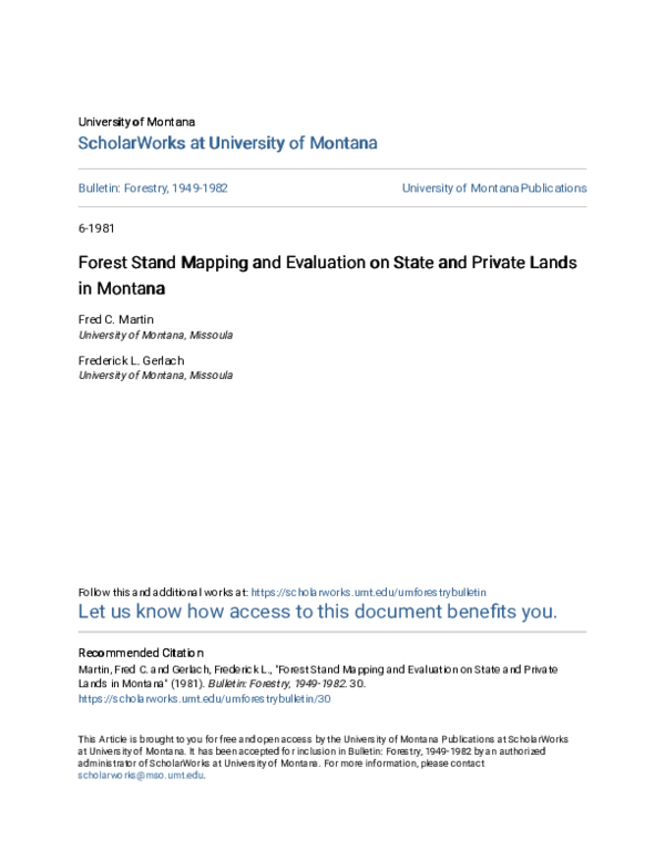 (PDF) Forest Stand Mapping and Evaluation on State and Private Lands in ...
