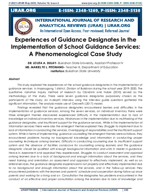 (PDF) Experiences of Guidance Designates in the Implementation of ...