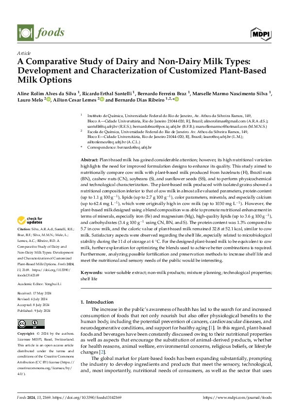 (PDF) A Comparative Study of Dairy and Non-Dairy Milk Types ...