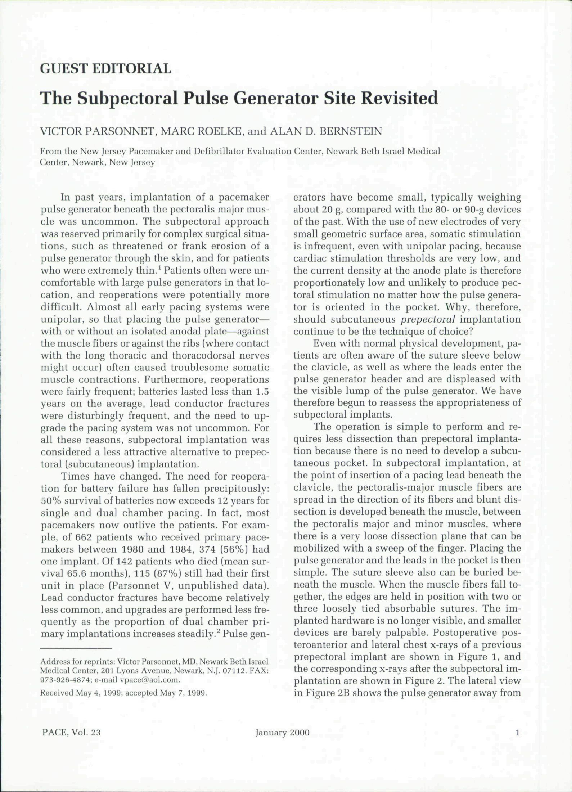 (PDF) The Subpectoral Pulse Generator Site Revisited