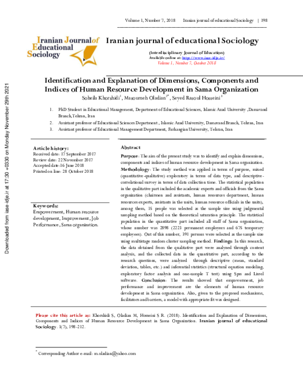 (PDF) Identification and Explanation of Dimensions, Components and ...