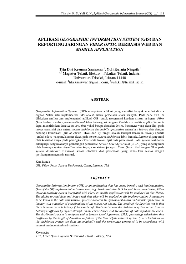 (PDF) Aplikasi Geographic Information System (Gis) Dan Reporting Jaringan Fiber Optic Berbasis ...