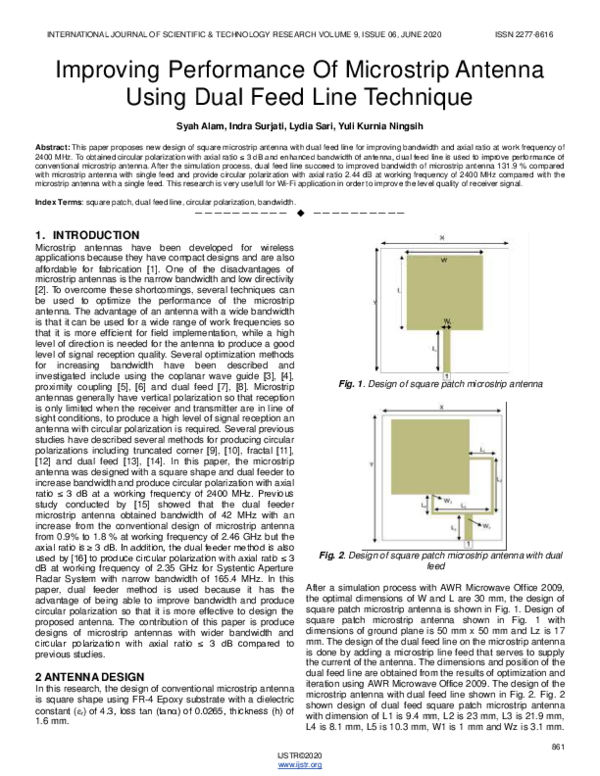 (PDF) Improving Performance Of Microstrip Antenna Using Dual Feed Line Technique | Yuli K ...