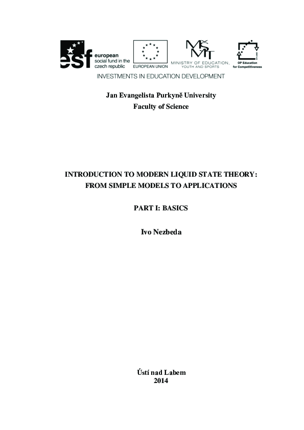 (PDF) Introduction to Modern Liquid State Theory: From Simple Models to Applications