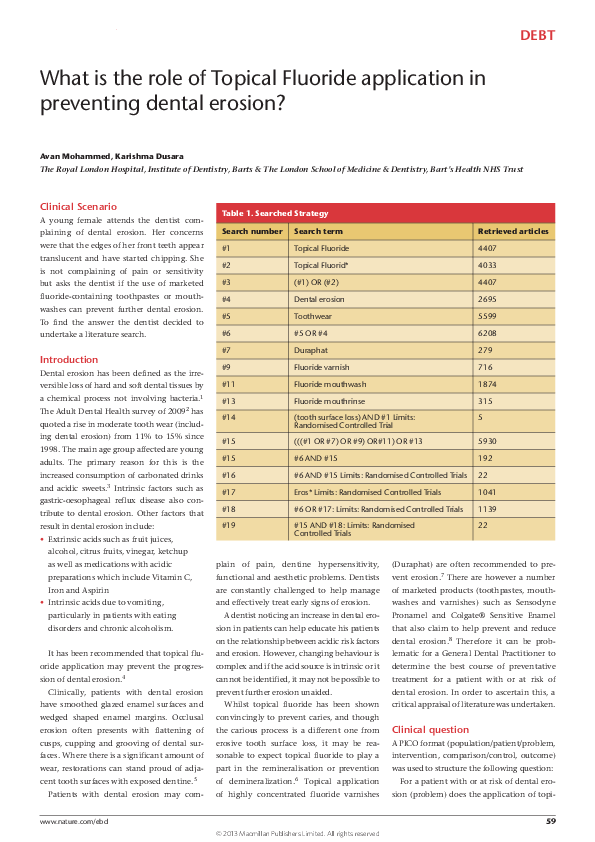 (PDF) What is the role of Topical Fluoride application in preventing dental erosion?