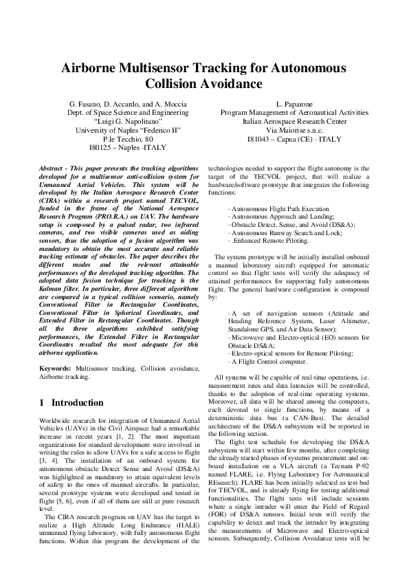 (PDF) Airborne multisensor tracking for autonomous collision avoidance