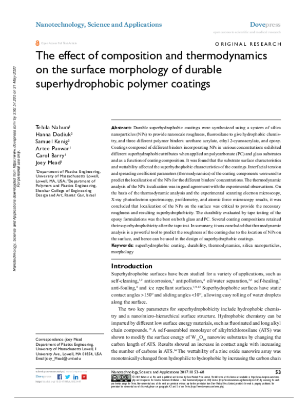 (PDF) The effect of composition and thermodynamics on the surface morphology of durable ...