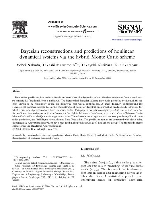 (PDF) Bayesian reconstructions and predictions of nonlinear dynamical systems via the hybrid ...