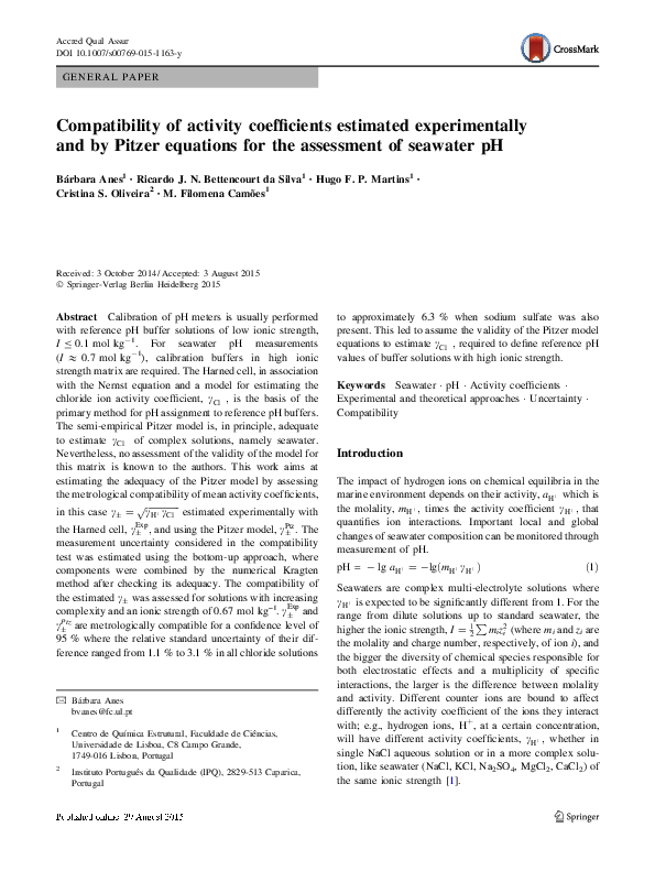 (PDF) Compatibility of activity coefficients estimated experimentally ...