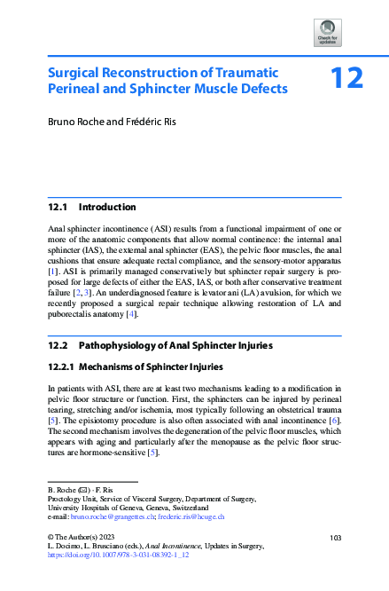 Surgical Reconstruction of Traumatic Perineal and Sphincter Muscle Defects