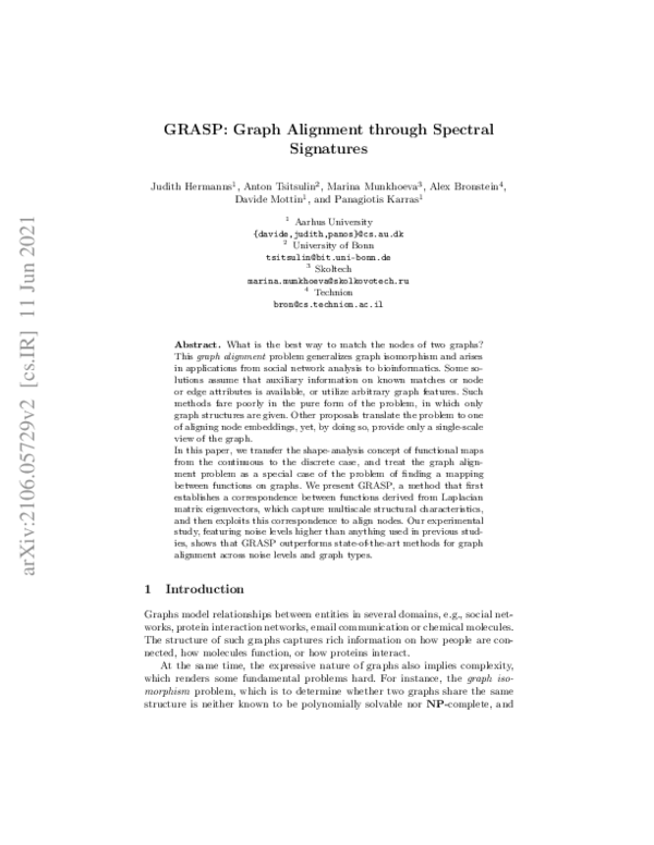 (PDF) GRASP: Graph Alignment Through Spectral Signatures