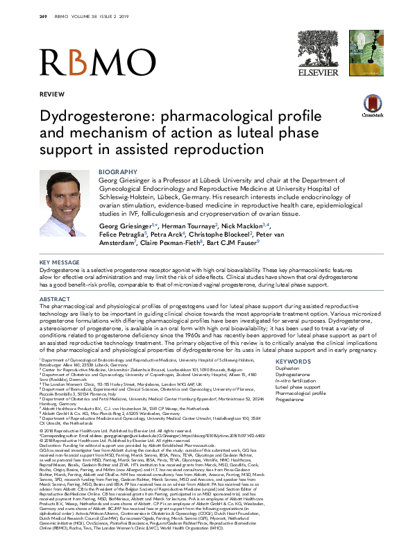 (PDF) Dydrogesterone: pharmacological profile and mechanism of action ...