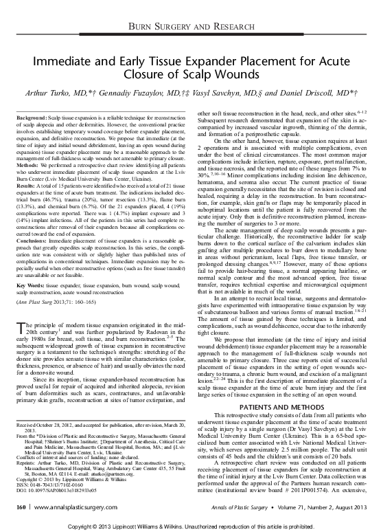 (PDF) Immediate and Early Tissue Expander Placement for Acute Closure ...