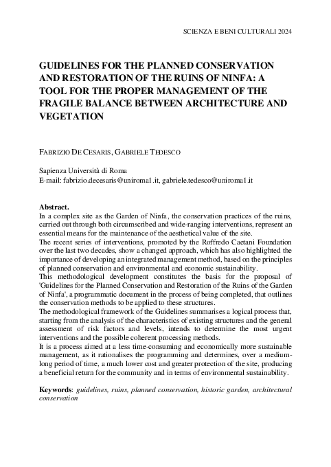 (PDF) GUIDELINES FOR THE PLANNED CONSERVATION AND RESTORATION OF THE ...