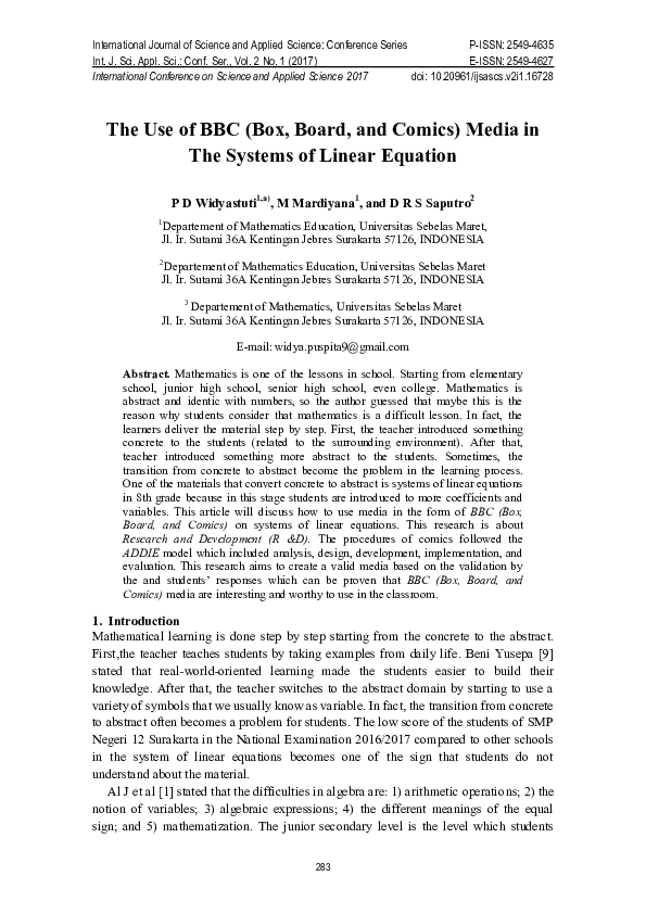 The Use of BBC (Box, Board, and Comics) Media in The Systems of Linear ...