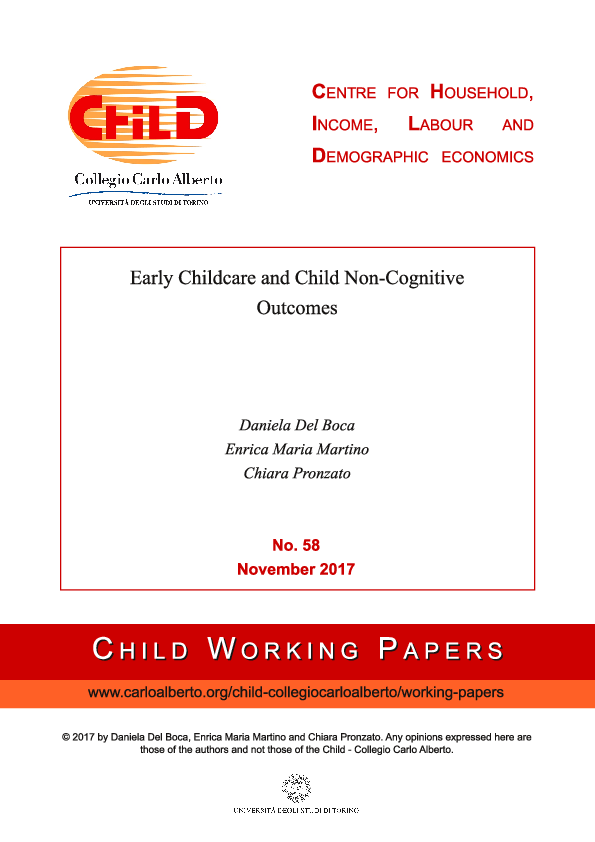 (PDF) Early Childcare and Child Non-Cognitive Outcomes