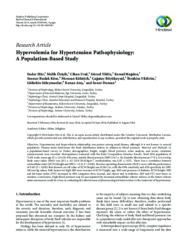 (PDF) Hypervolemia for Hypertension Pathophysiology: A Population-Based ...