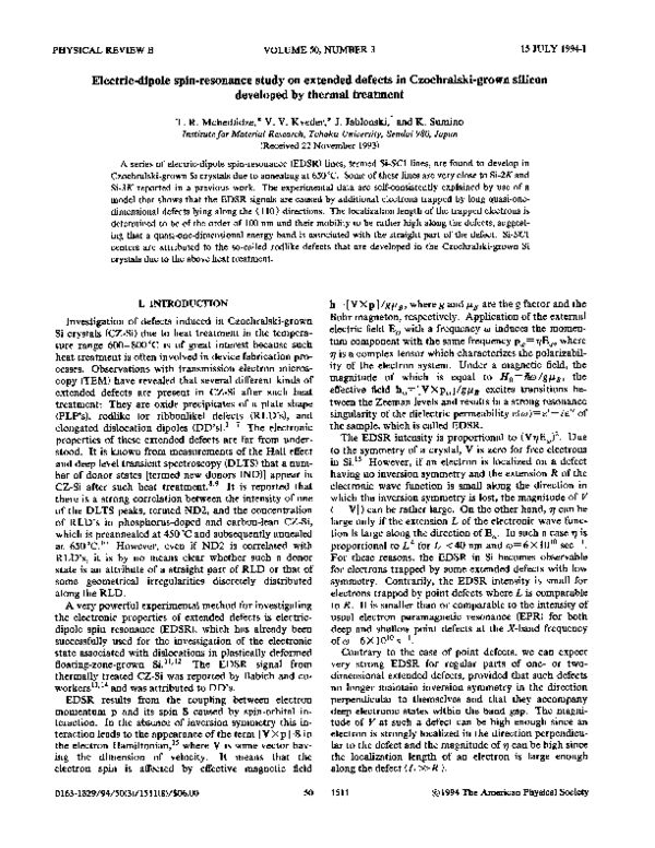 (PDF) Electric-dipole spin-resonance study on extended defects in Czochralski-grown silicon ...
