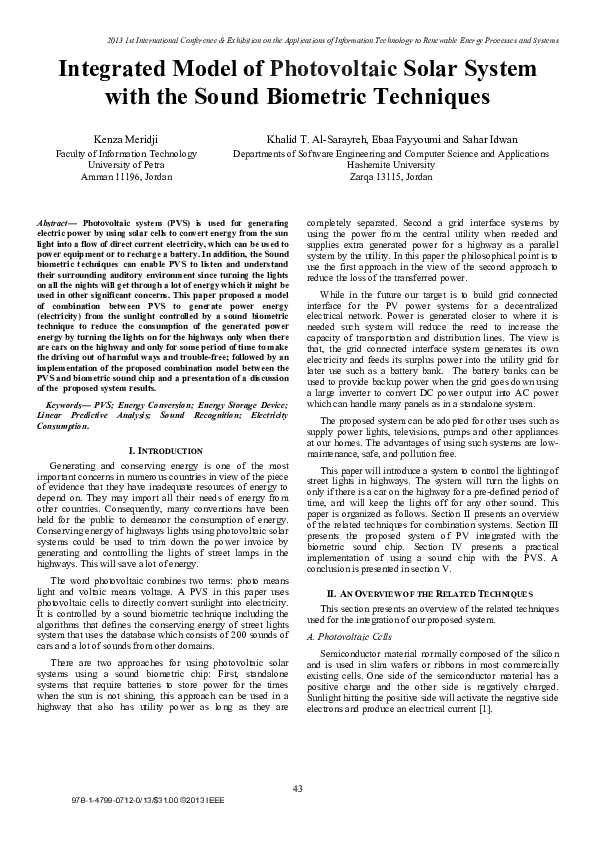 (PDF) Integrated model of photovoltaic solar system with the sound ...