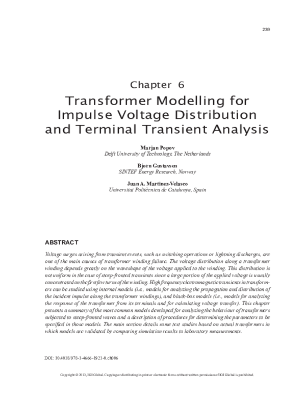 (PDF) Transformer Modelling for Impulse Voltage Distribution and ...