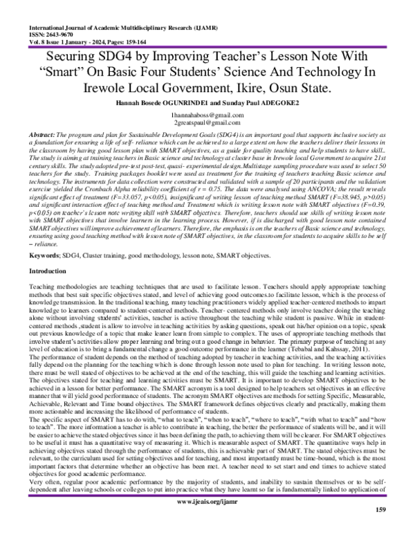 (PDF) Securing SDG4 by Improving Teacher's Lesson Note With "Smart" On ...