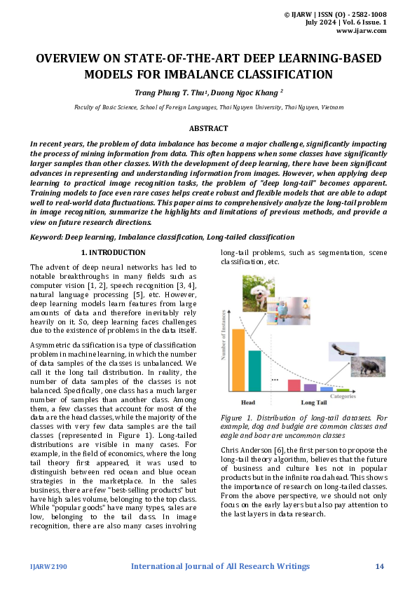 (PDF) OVERVIEW ON STATE-OF-THE-ART DEEP LEARNING-BASED MODELS FOR IMBALANCE CLASSIFICATION
