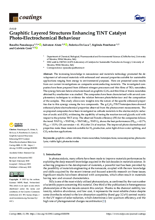 (PDF) Graphitic Layered Structures Enhancing TiNT Catalyst Photo ...