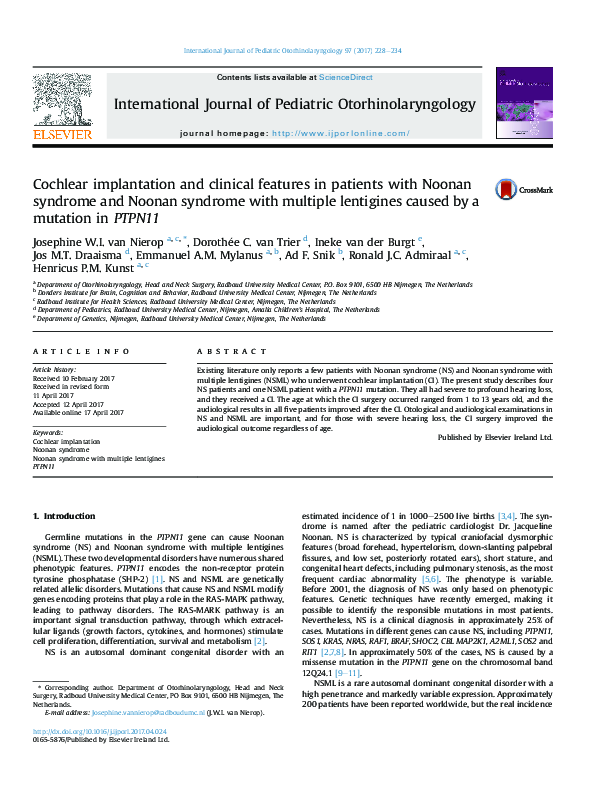 (PDF) Cochlear implantation and clinical features in patients with ...