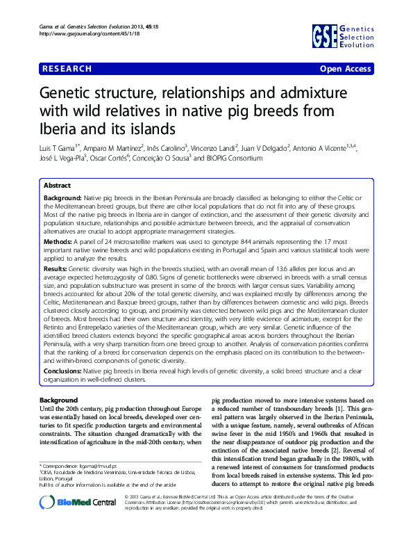 (PDF) Genetic Diversity and Structure of Iberian Native Pig Breeds