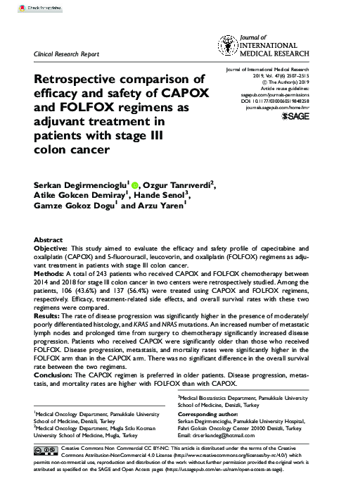 (PDF) Retrospective comparison of efficacy and safety of CAPOX and ...