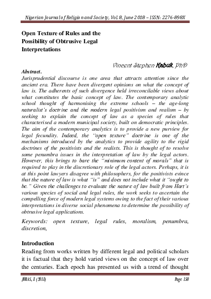 (PDF) Open Texture of Rules and the Possibility of Obtrusive Legal ...