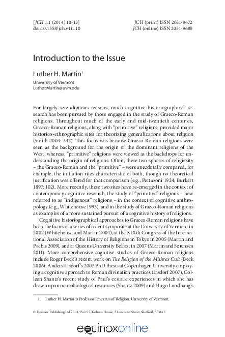 (PDF) Introduction to the Issue