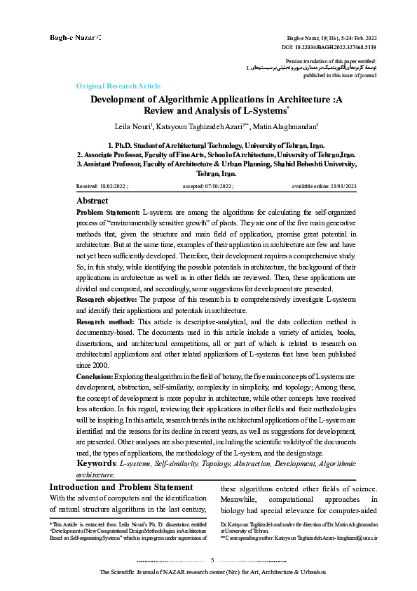 (PDF) Development of Algorithmic Applications in Architecture: A Review ...