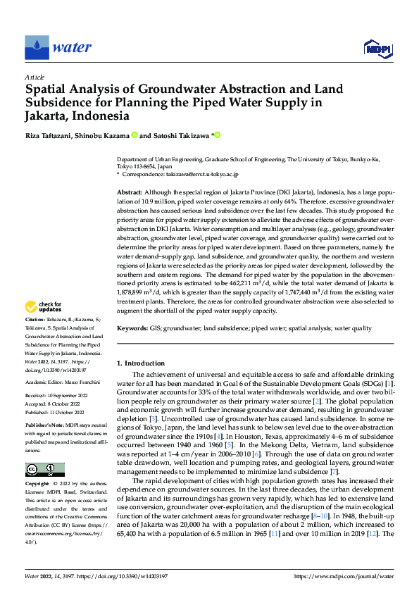 (PDF) Spatial Analysis of Groundwater Abstraction and Land Subsidence for Planning the Piped ...
