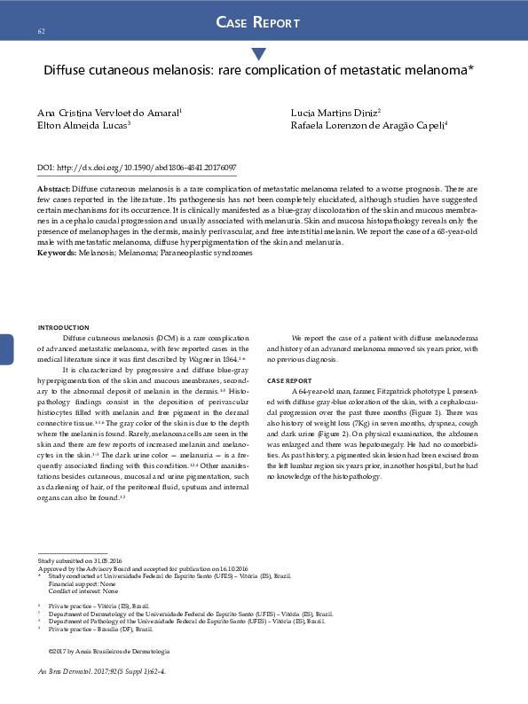(PDF) Diffuse cutaneous melanosis: rare complication of metastatic melanoma