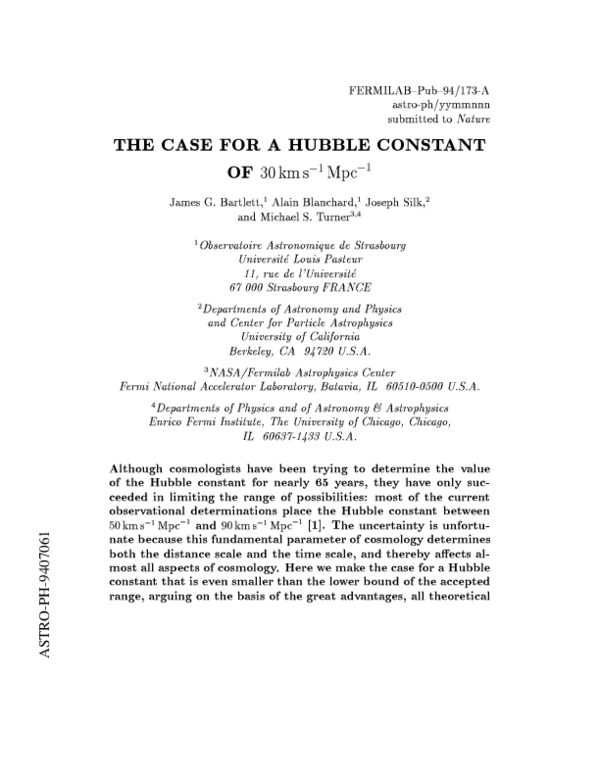 (PDF) The Case for a Hubble Constant of 30 km s –1 Mpc –1