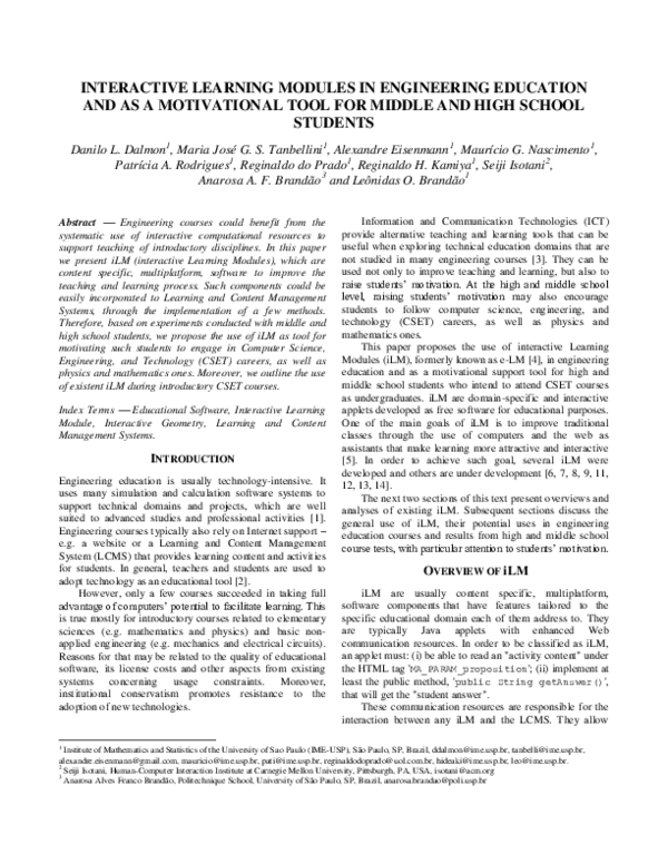 (PDF) Interactive learning modules in engineering education and as a ...