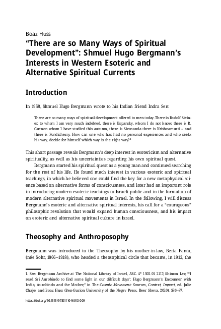 (PDF) "There are so Many Ways of Spiritual Development": Shmuel Hugo ...