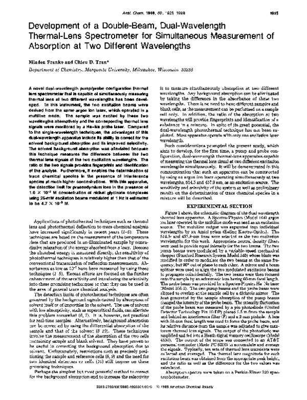 (PDF) Development of a double-beam, dual-wavelength thermal-lens spectrometer for simultaneous ...