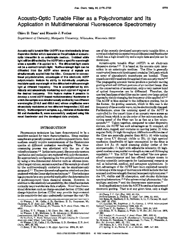 (PDF) Acousto-optic tunable filter as a polychromator and its ...