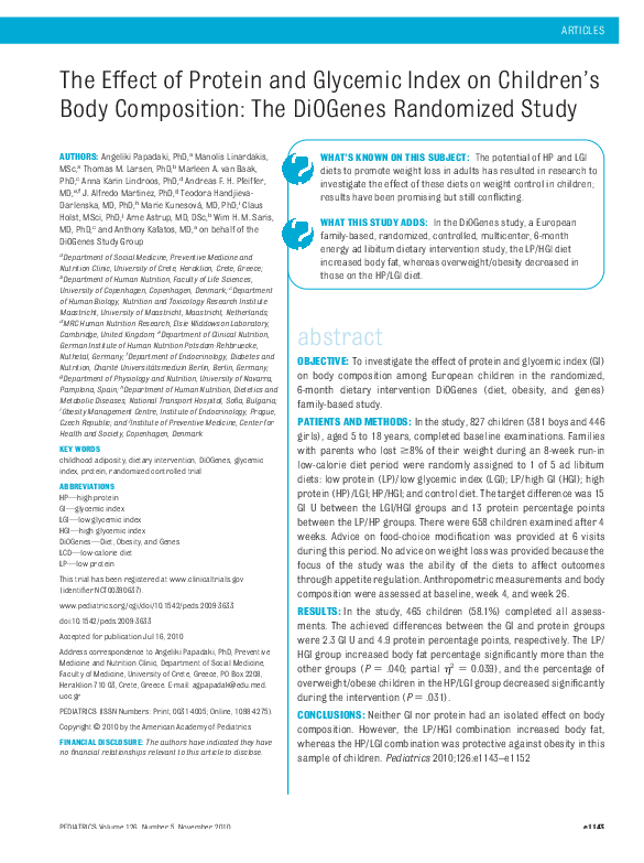 (PDF) The Effect of Protein and Glycemic Index on Children's Body ...