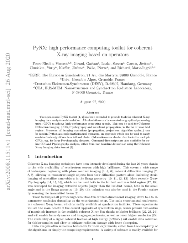 (PDF) PyNX: high-performance computing toolkit for coherent X-ray ...