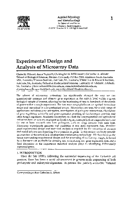 (PDF) Experimental design and analysis of microarray data