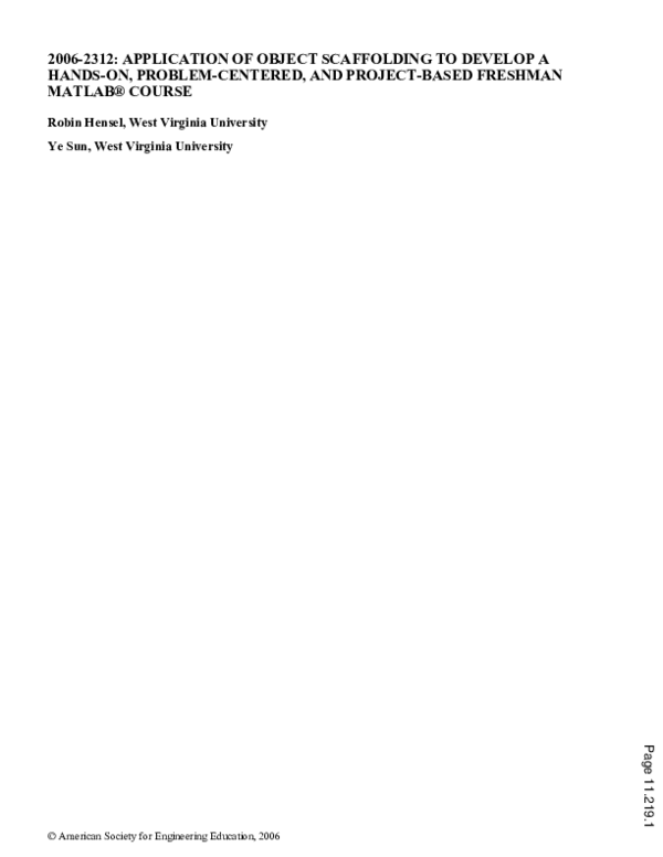 (PDF) Application Of Object Scaffolding To Develop A Hands On, Problem Centered, And Project ...