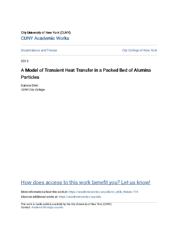(PDF) A Model of Transient Heat Transfer in a Packed Bed of Alumina ...
