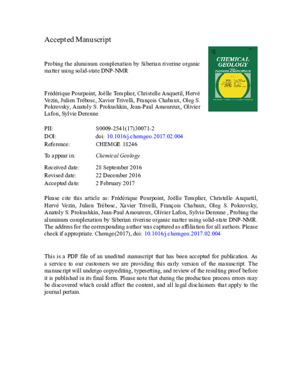 (PDF) Probing the aluminum complexation by Siberian riverine organic ...