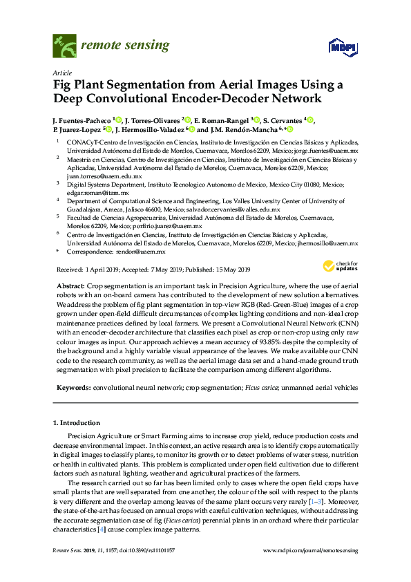 Pdf Fig Plant Segmentation From Aerial Images Using A Deep Convolutional Encoder Decoder Network
