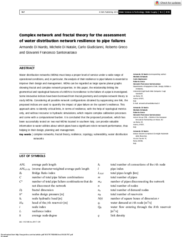(PDF) Complex network and fractal theory for the assessment of water ...