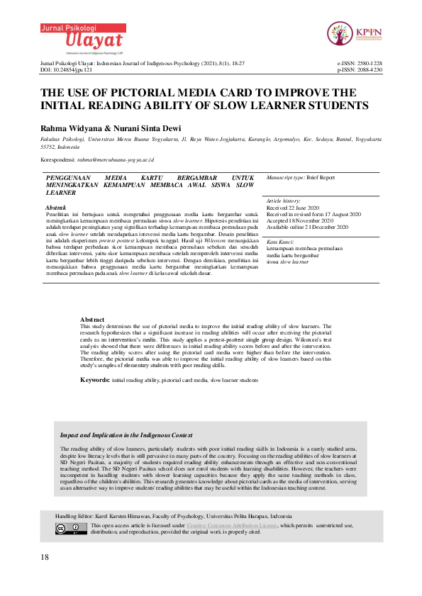 (PDF) The use of pictorial media card to improve the initial reading ...