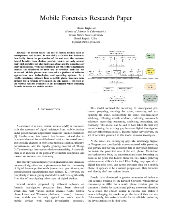 (PDF) Mobile Forensics Research Paper